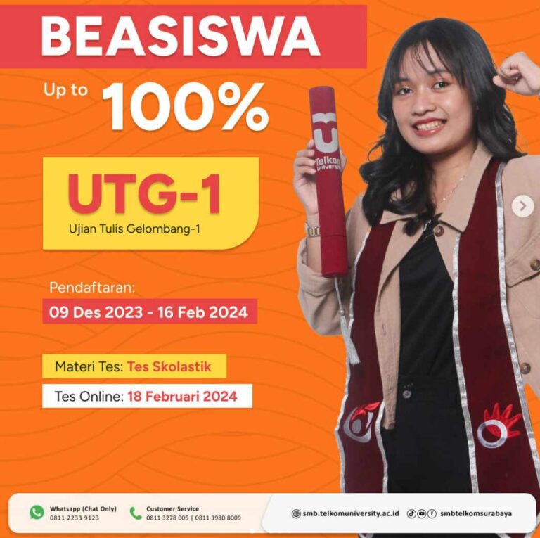Telkom University Surabaya membuka Beasiswa Ujian Tulis Gelombang Pertama - Fokus Kampus